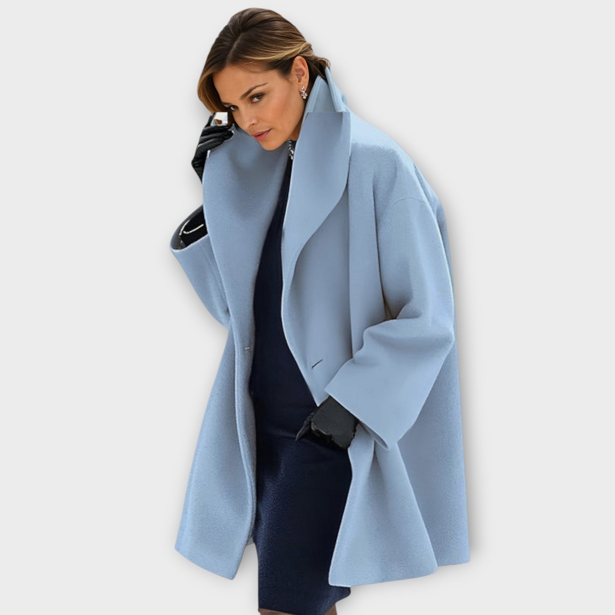 Dames Elegante Lange Manteljas – Opstaande Kraag, Zwart, Ideaal voor H ...